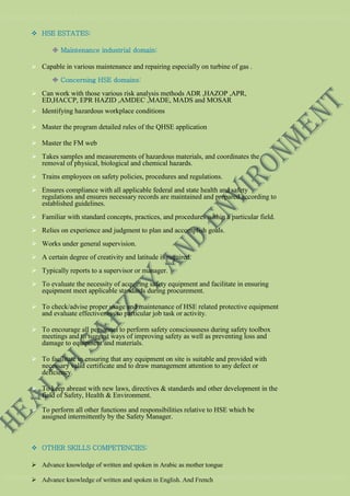 MANSOURI YAGOUB's CV Engineer HSE | PDF
