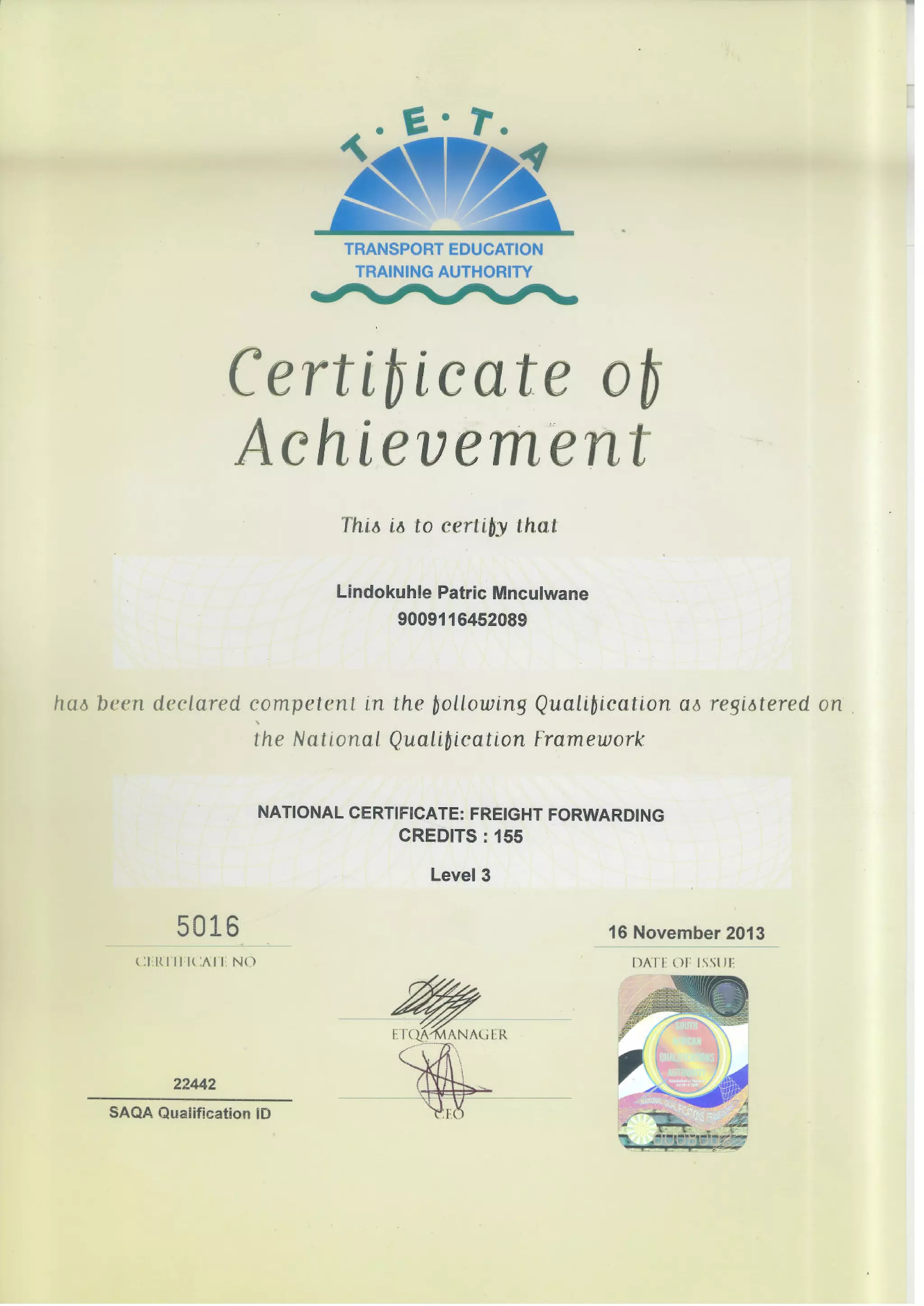 National Certificate in Freight Forwarding | PDF
