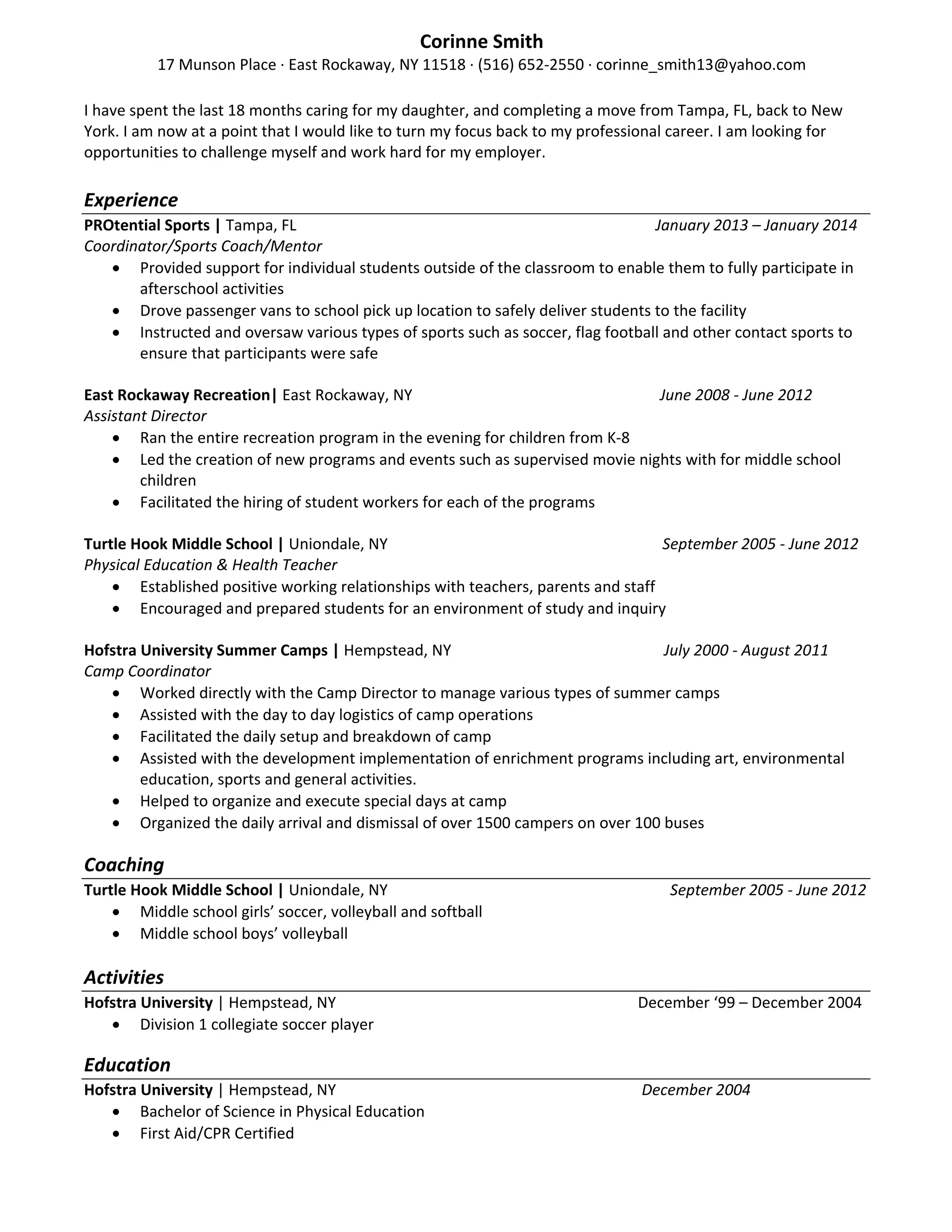 Corinne Smith Resume - October 2016 | PDF