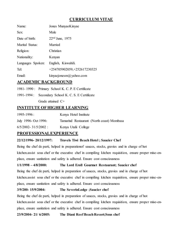 CURRICULUM VITAE -JK (1) (5) (1) (2) | DOCX | Food Industry | Industries