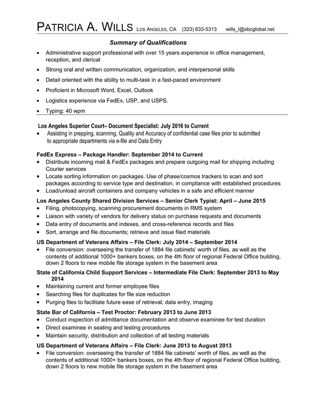 PATRICIA WILLS RESUME 2015-2 (1) | DOC