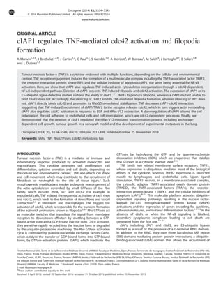 2014 - cIAP1 regulates TNF-mediated cdc42 activation and filopodia ...
