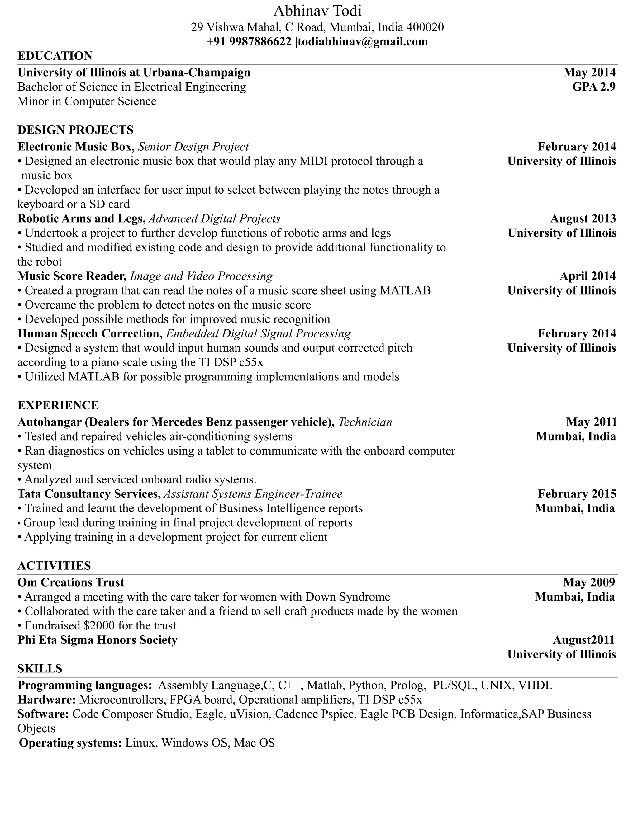 TodiAbhinavResume | PDF | Computing | Technology & Computing