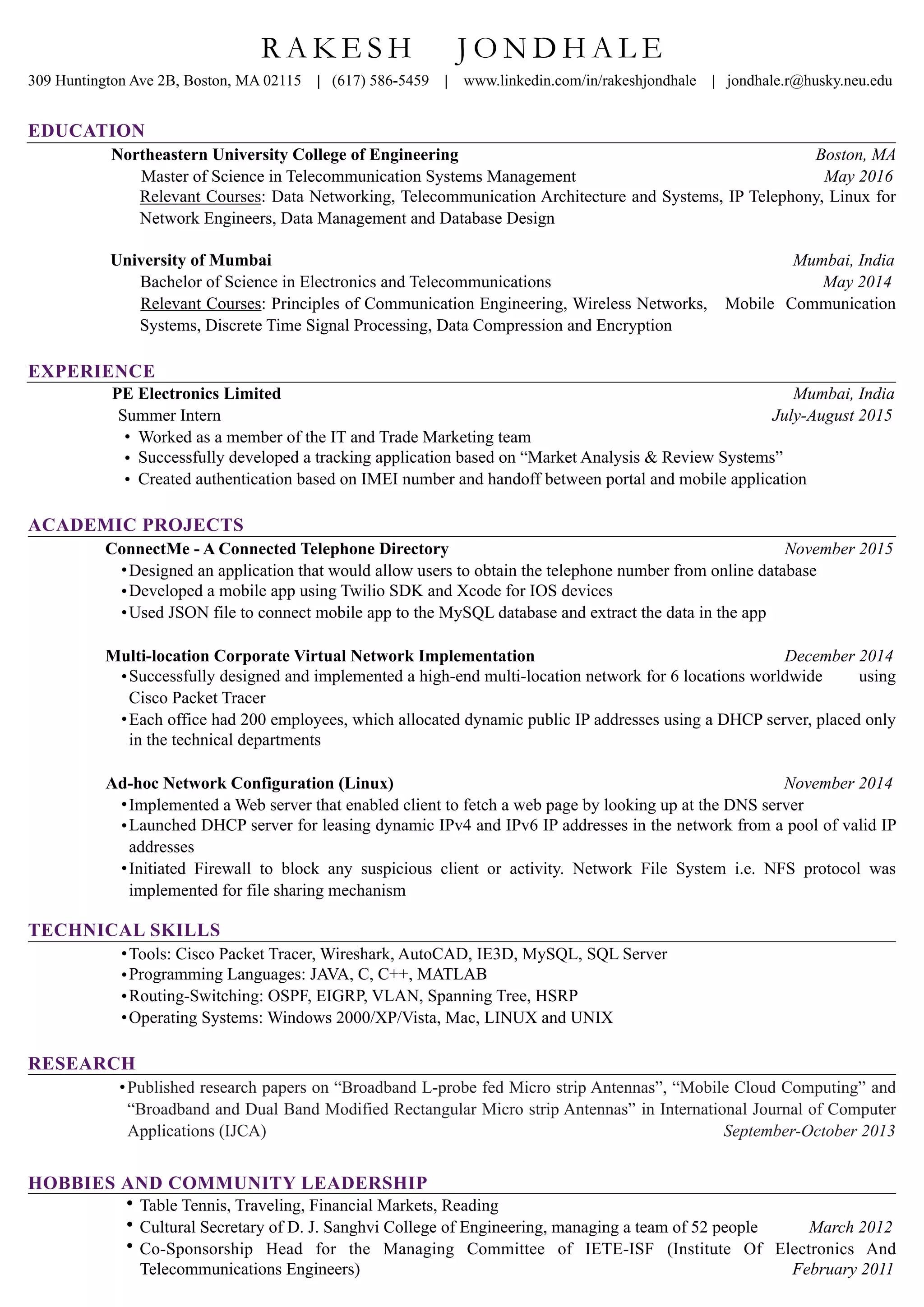 Resume_Rakesh_Jondhale | PDF | Computer Networking | Computing