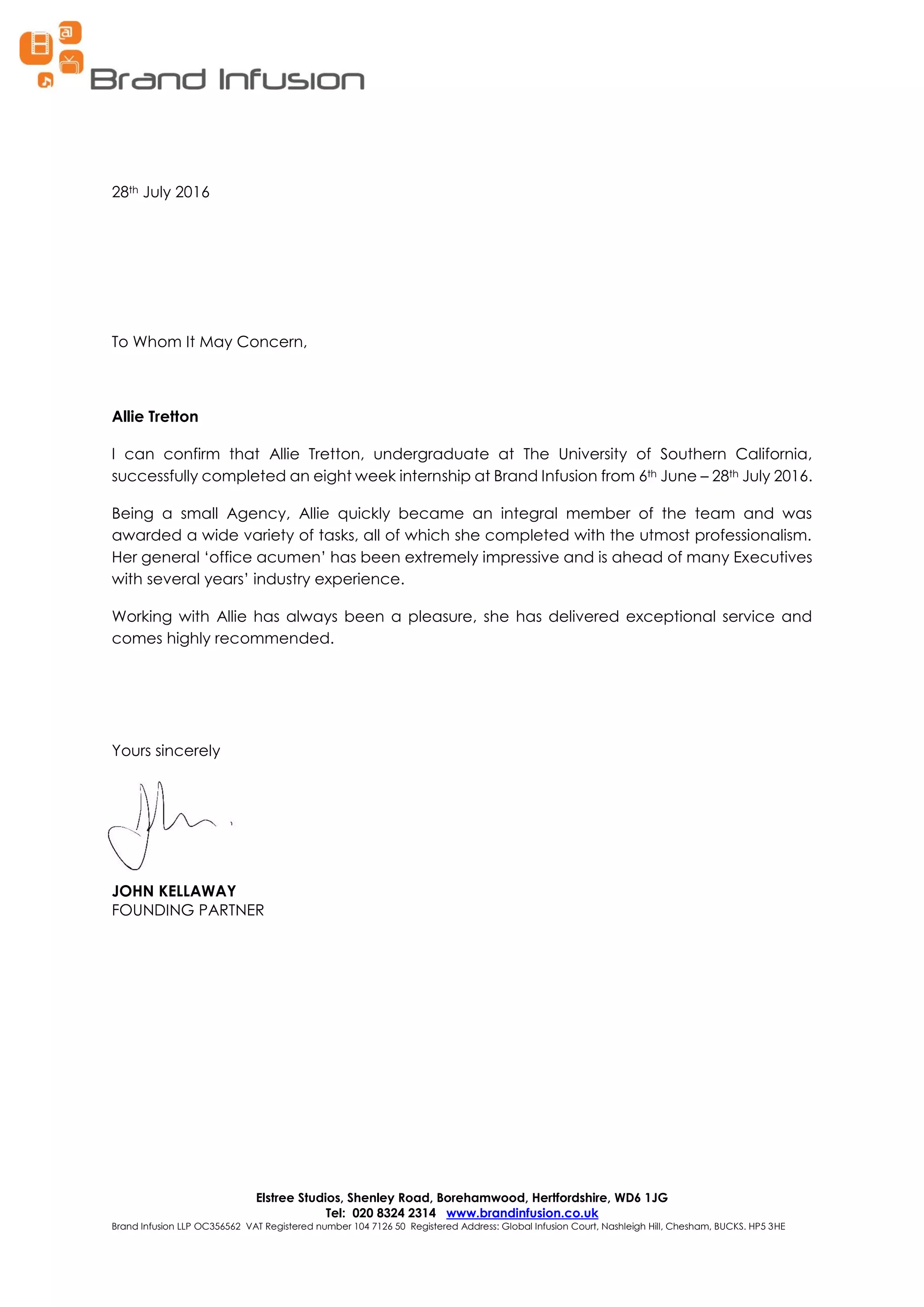 Allison Tretton Letter of Reference | PDF