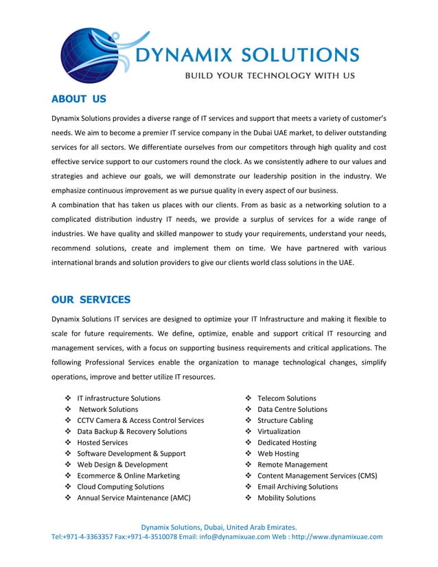 Dynamix Solutions Profile | PDF