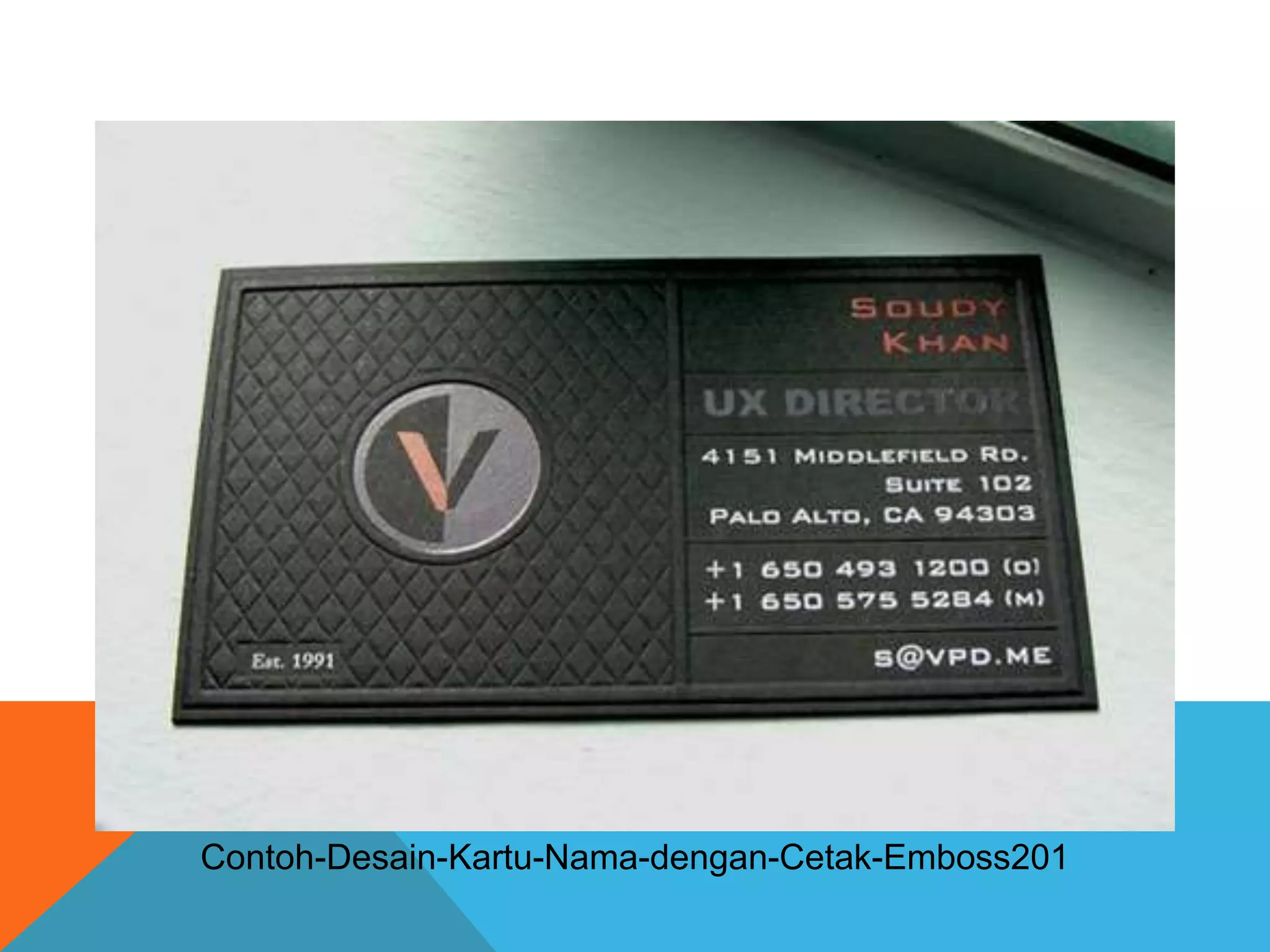 60 contoh desain kartu nama dengan cetak emboss | PPTX