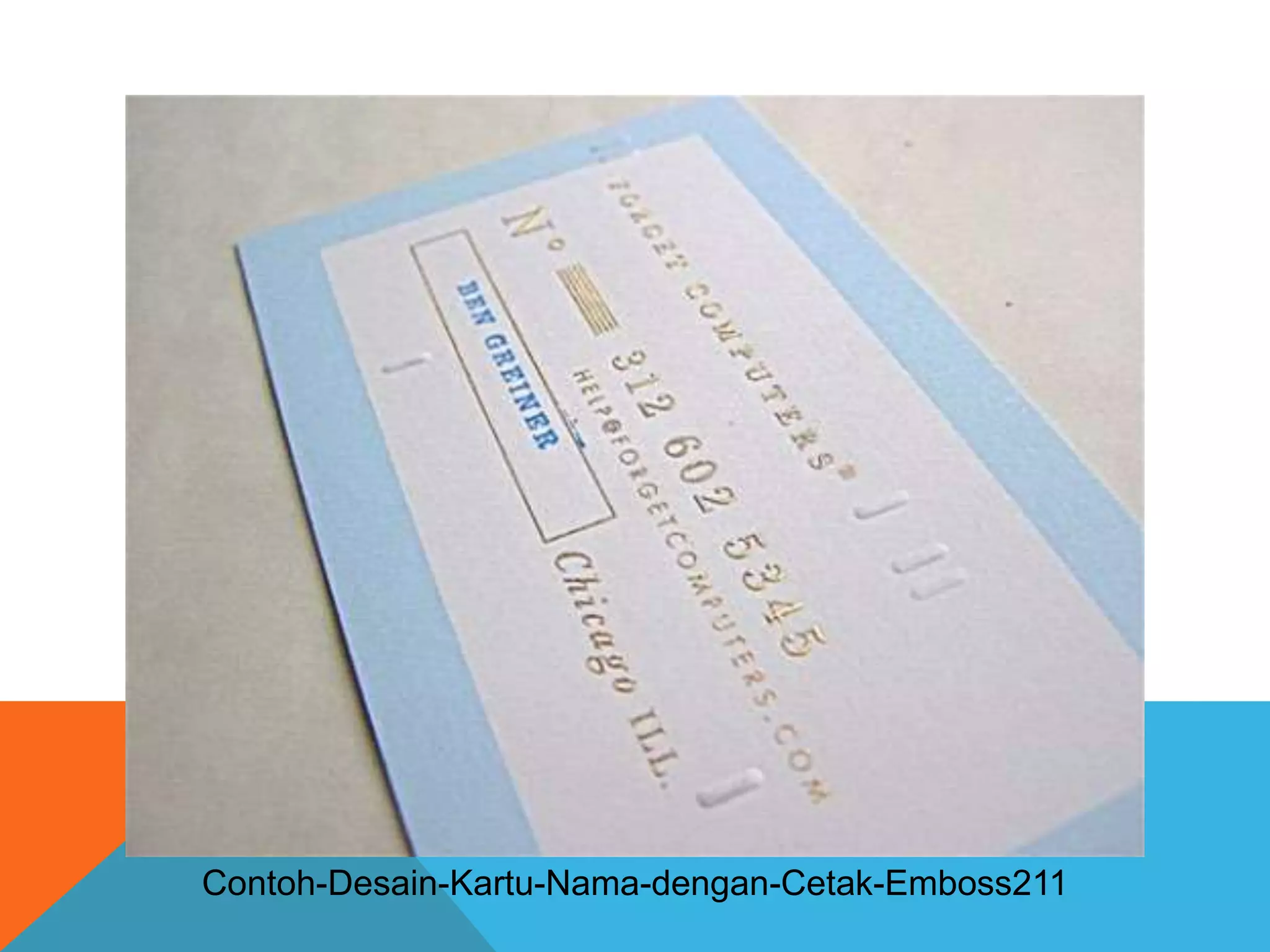 60 contoh desain kartu nama dengan cetak emboss | PPTX
