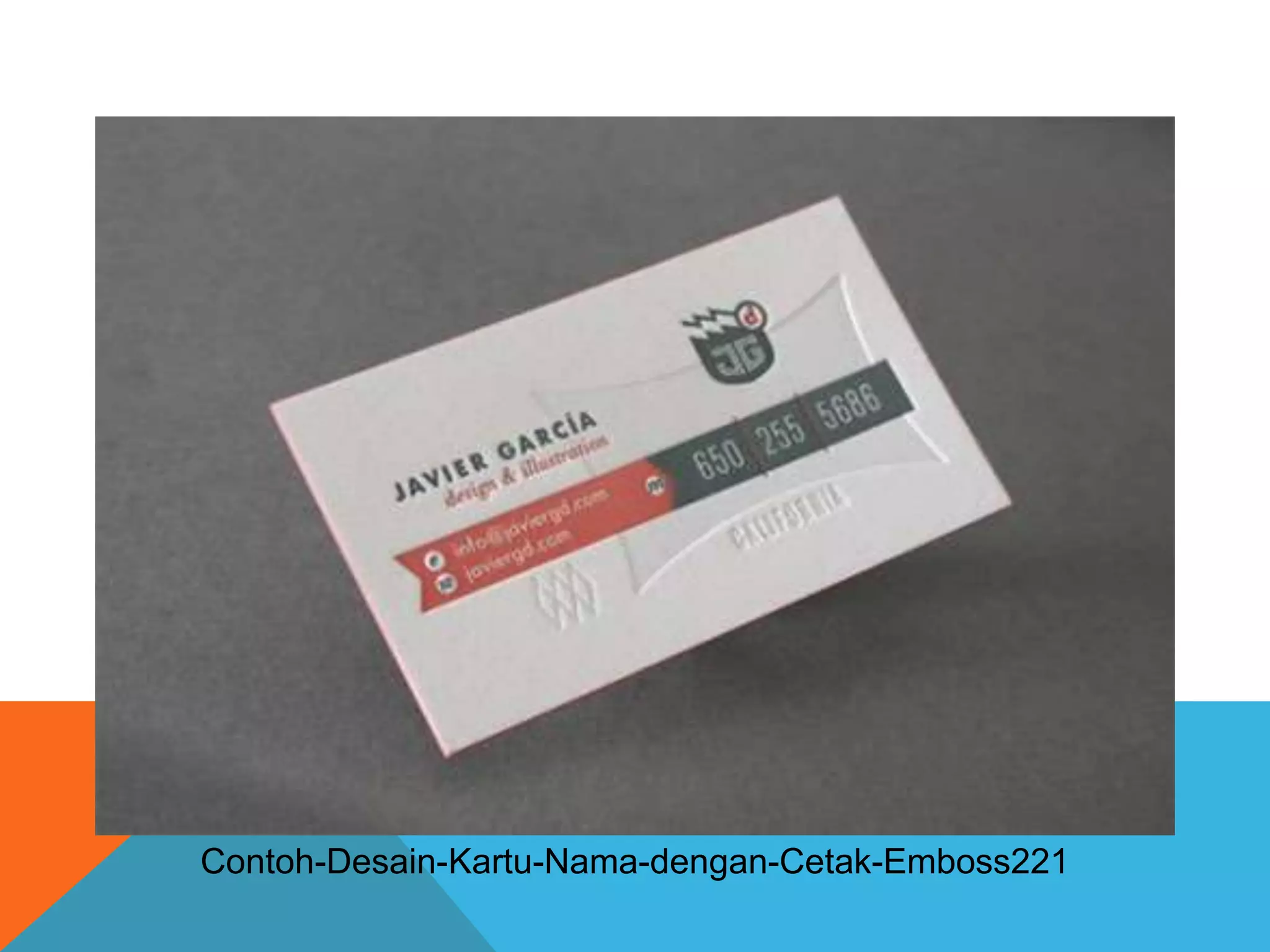60 contoh desain kartu nama dengan cetak emboss | PPTX