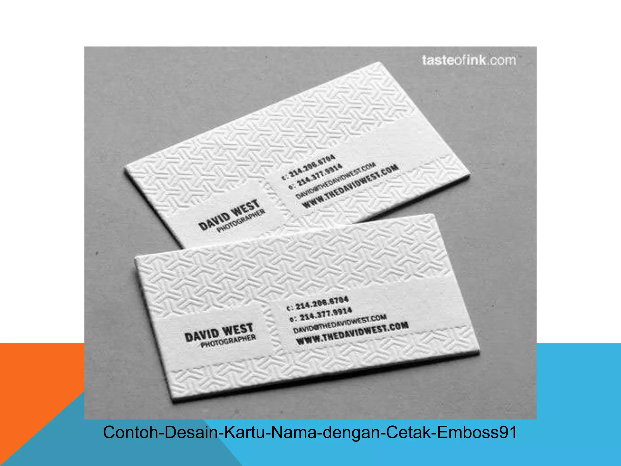 60 contoh desain kartu nama dengan cetak emboss | PPTX