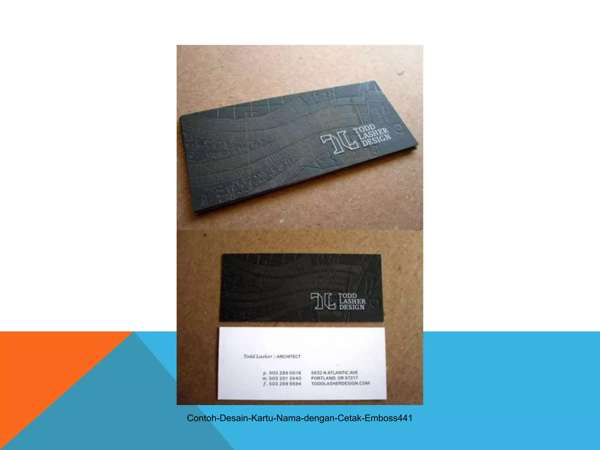 60 contoh desain kartu nama dengan cetak emboss | PPTX