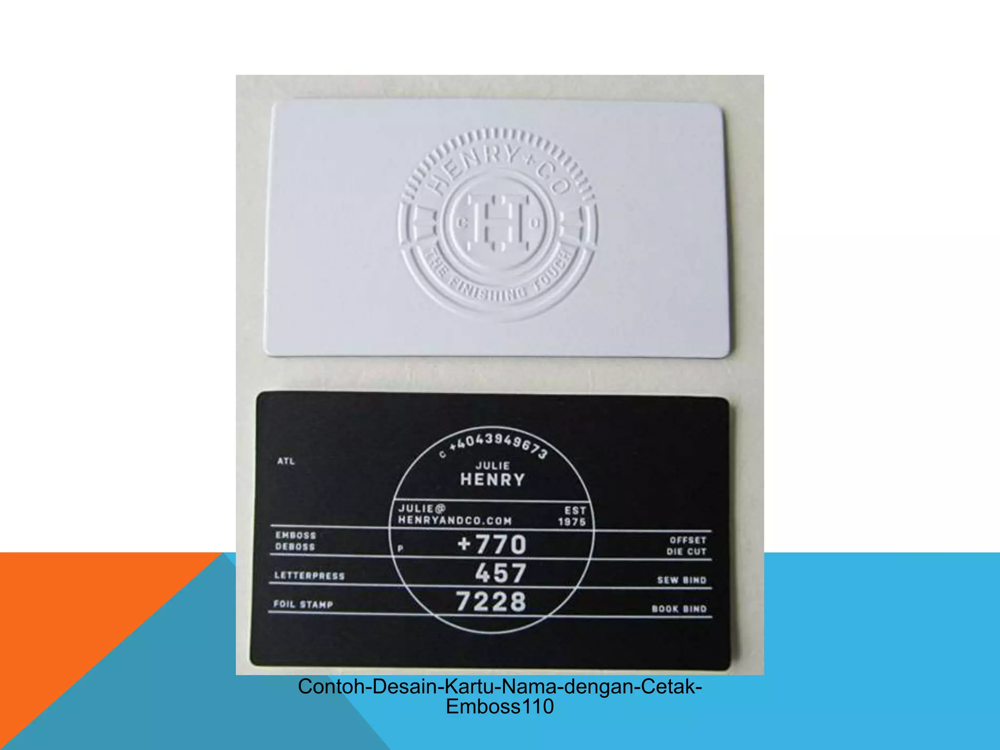 60 contoh desain kartu nama dengan cetak emboss | PPTX