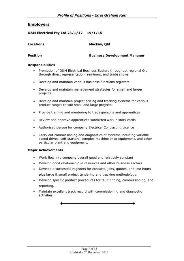 Resume of Errol Graham Kerr (5-12-2016) | PDF