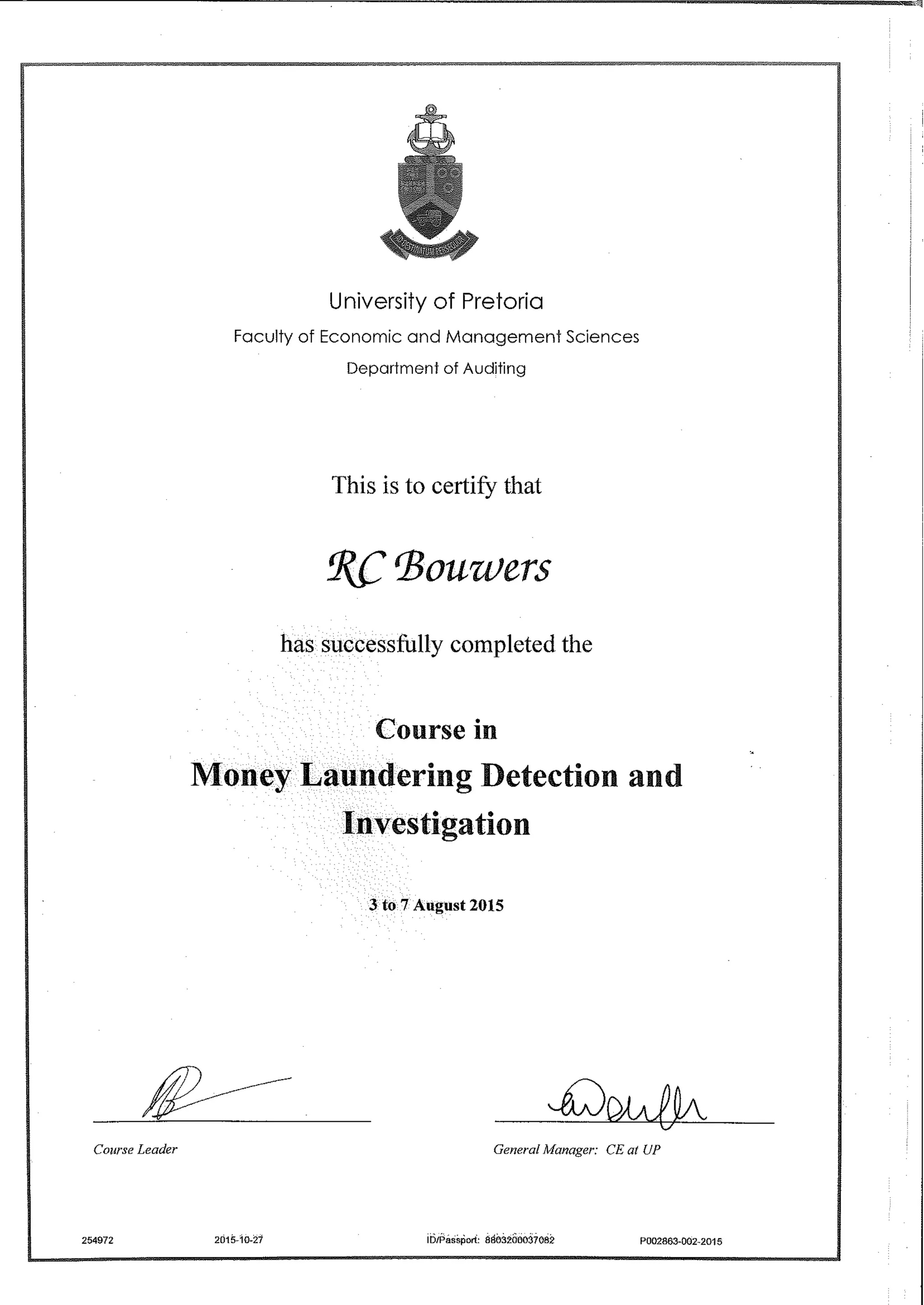 Certificate in Money Laundering Detection and Investigation | PDF