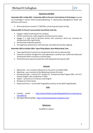 Michael's CV ELS | DOCX | Business Administration | Business