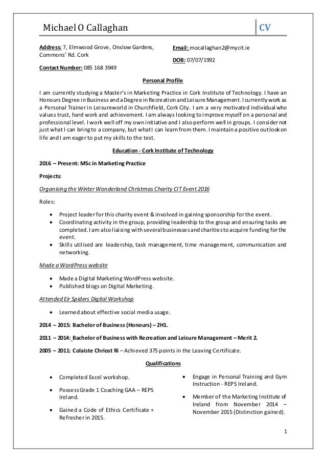 Michael's CV ELS
