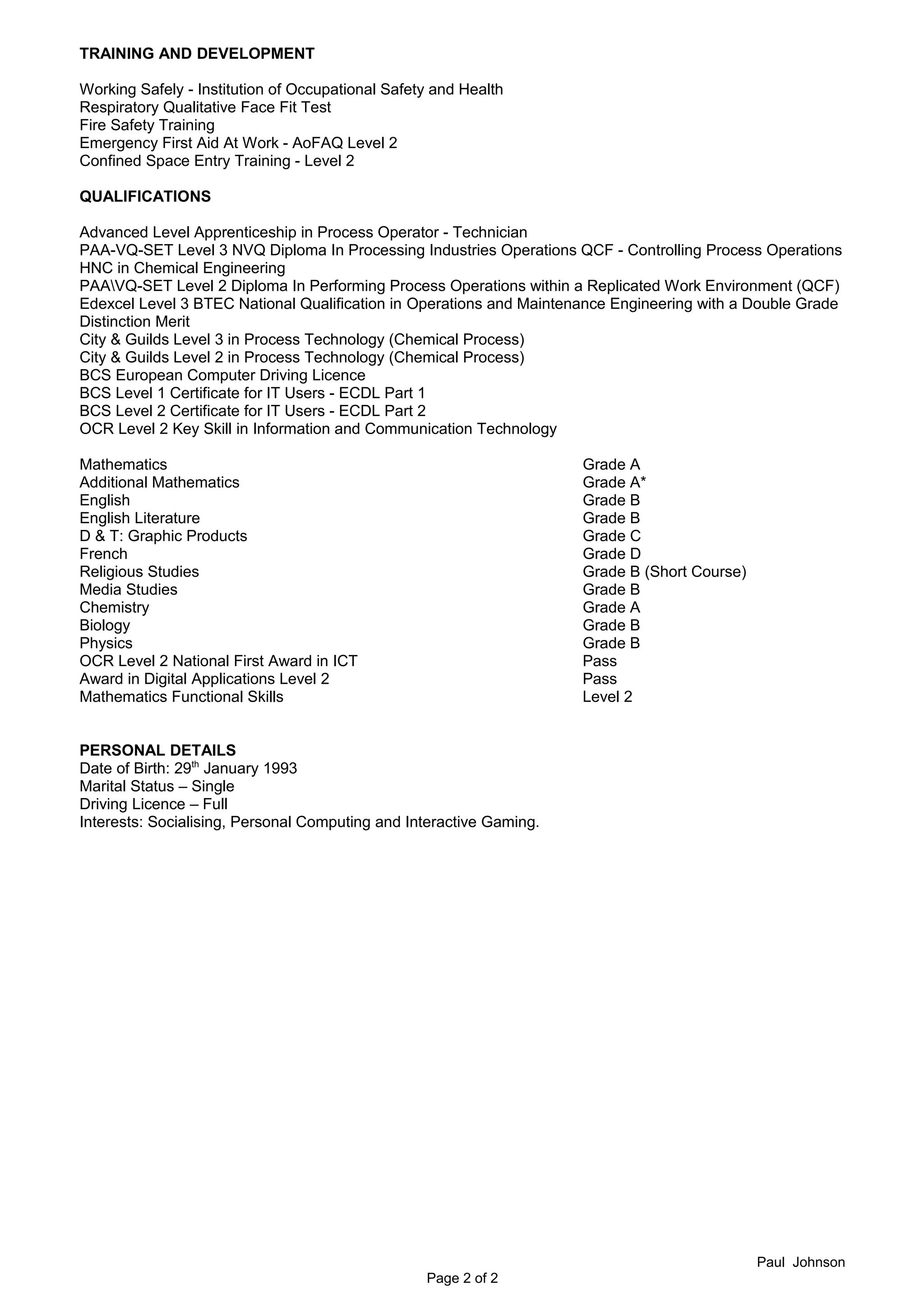 Paul Johnson CV | PDF