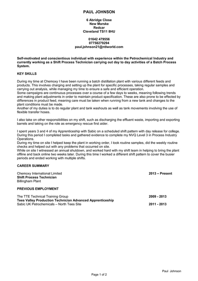 Paul Johnson CV | PDF