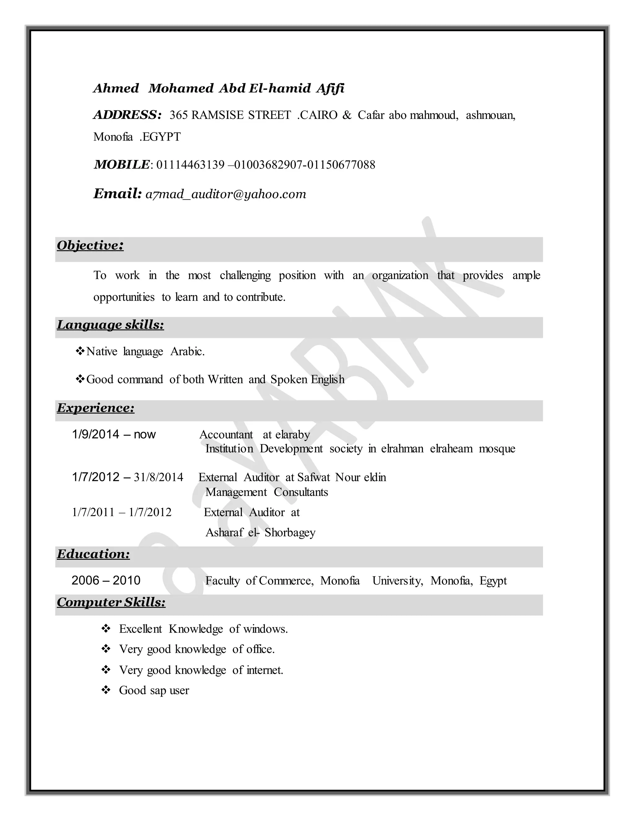 c.v. Ahmed Mohamed AbdEl | DOCX