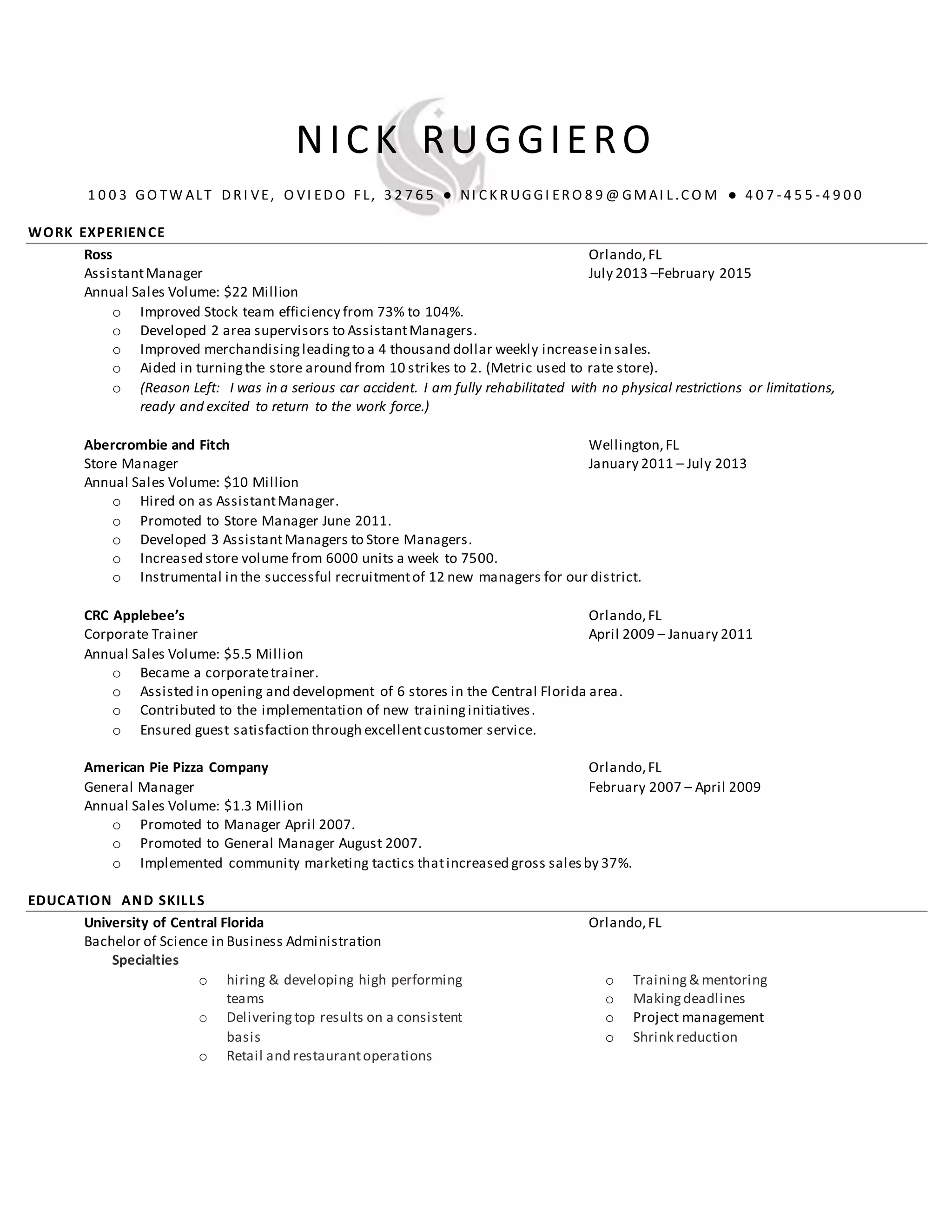 Nick Ruggiero Resume | DOCX