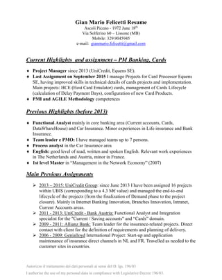 Gian Mario Felicetti - PM Cards 08-2016 | PDF