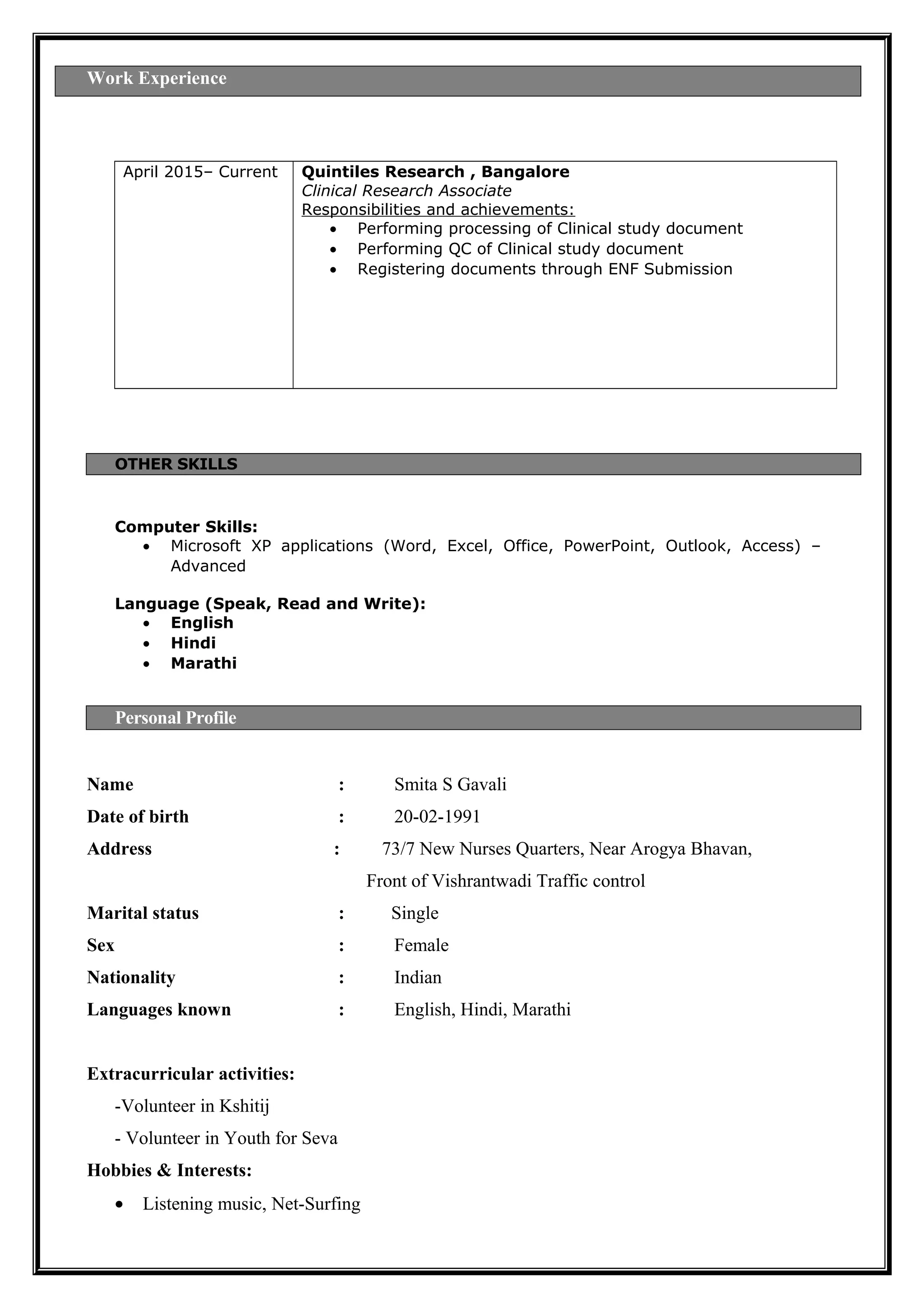 Smita Gavali_Resume New | PDF