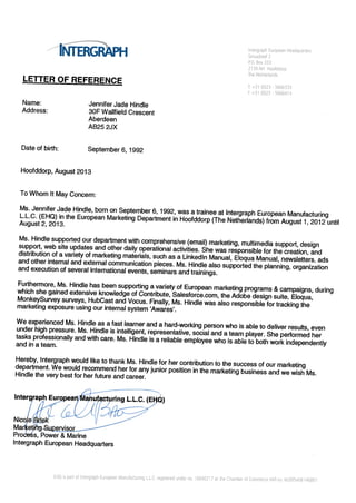 Intergraph Reference Letter - Jennifer Hindle | PDF