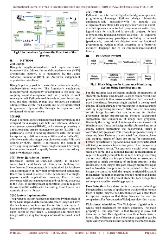 Face Recognition Based Attendance System Using Machine Learning Pdf