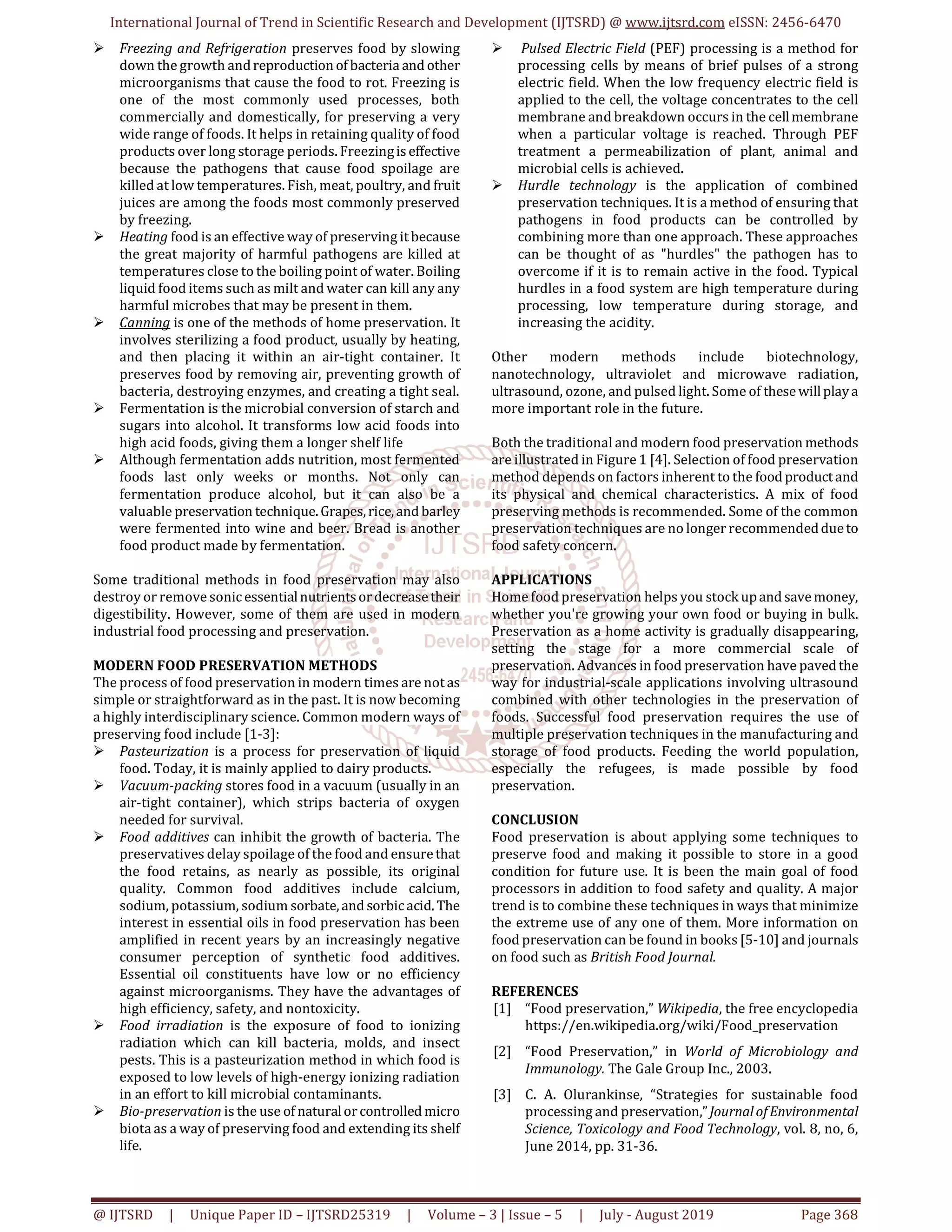 Food Preservation An Introduction | PDF