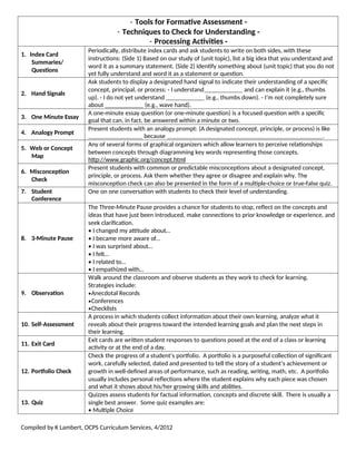 Tools for formative assessment - Educational material | DOCX