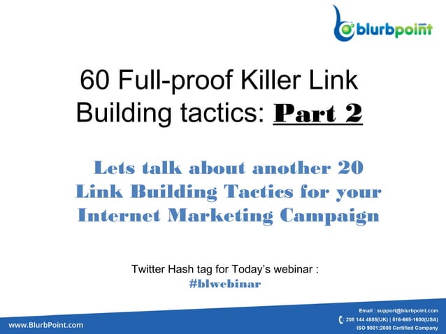 60 Killer Link Building Tactics Part 2 | PPT