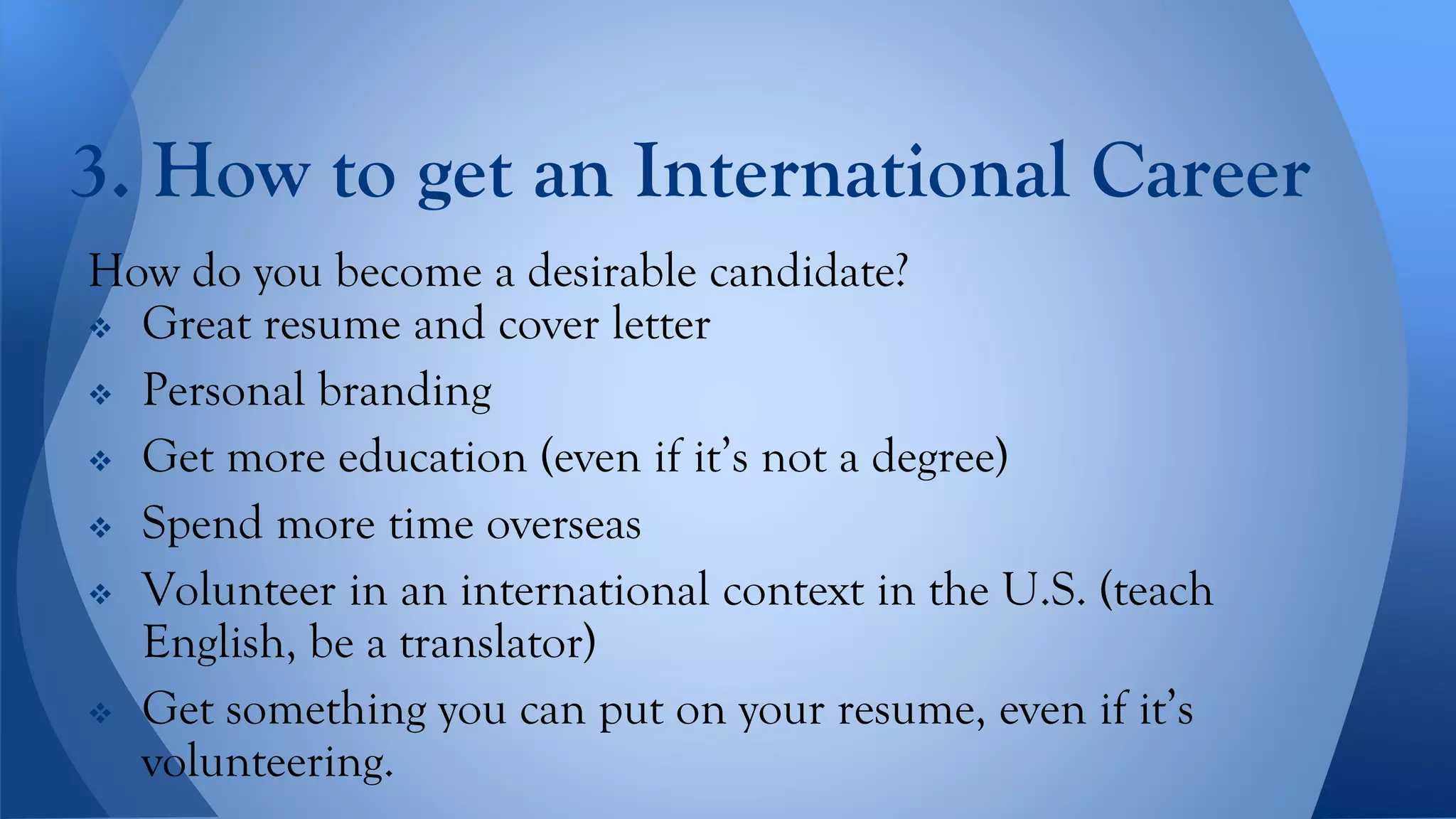 60min International Career Presentation | PPTX