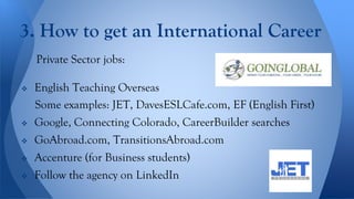 60min International Career Presentation | PPT