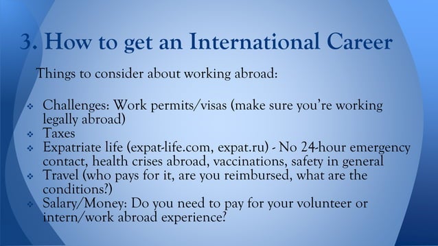 60min International Career Presentation | PPT