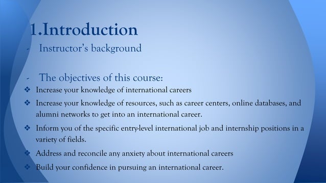 60min International Career Presentation | PPT