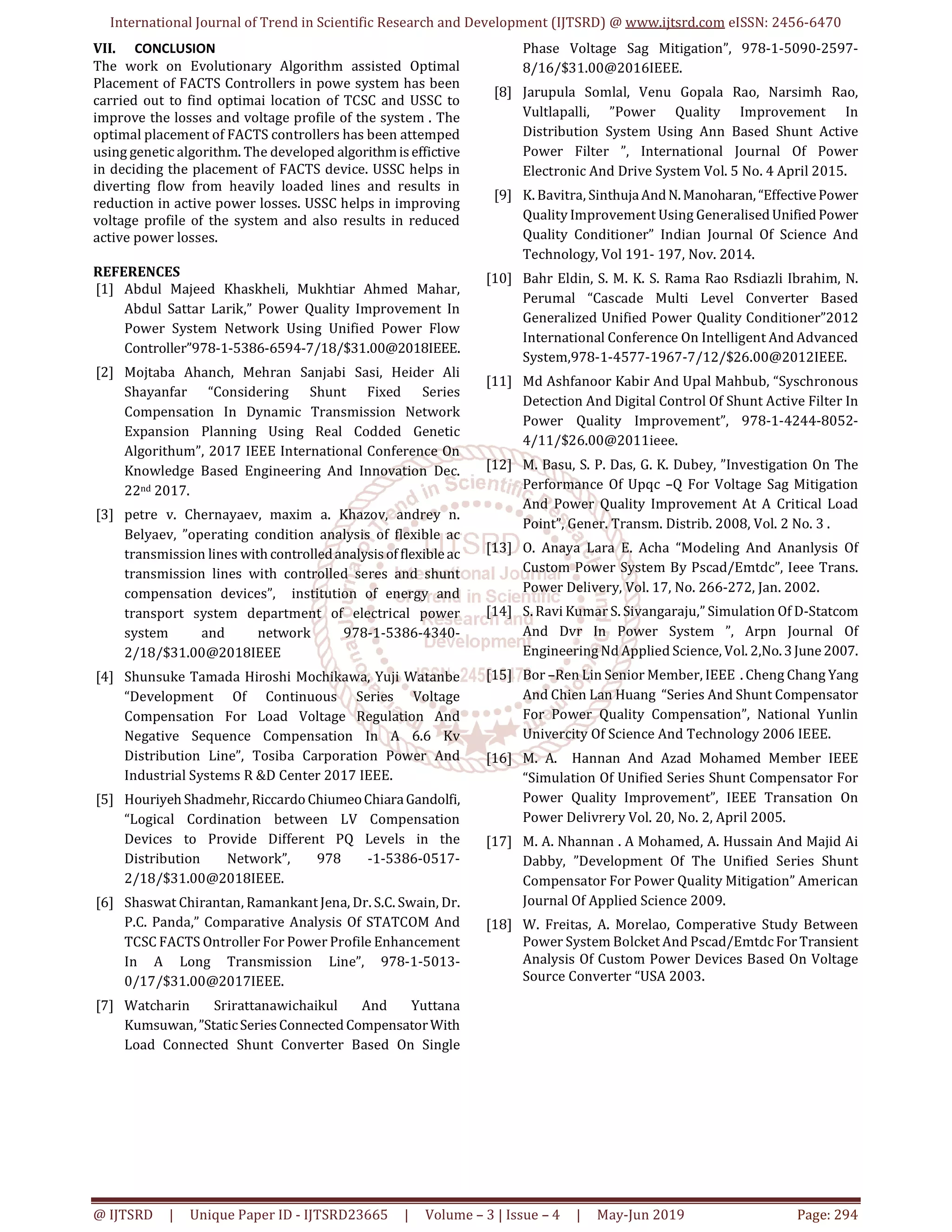 Modeling and Simulation of Unified Series Shunt Compensator for Power Quality Improvement | PDF