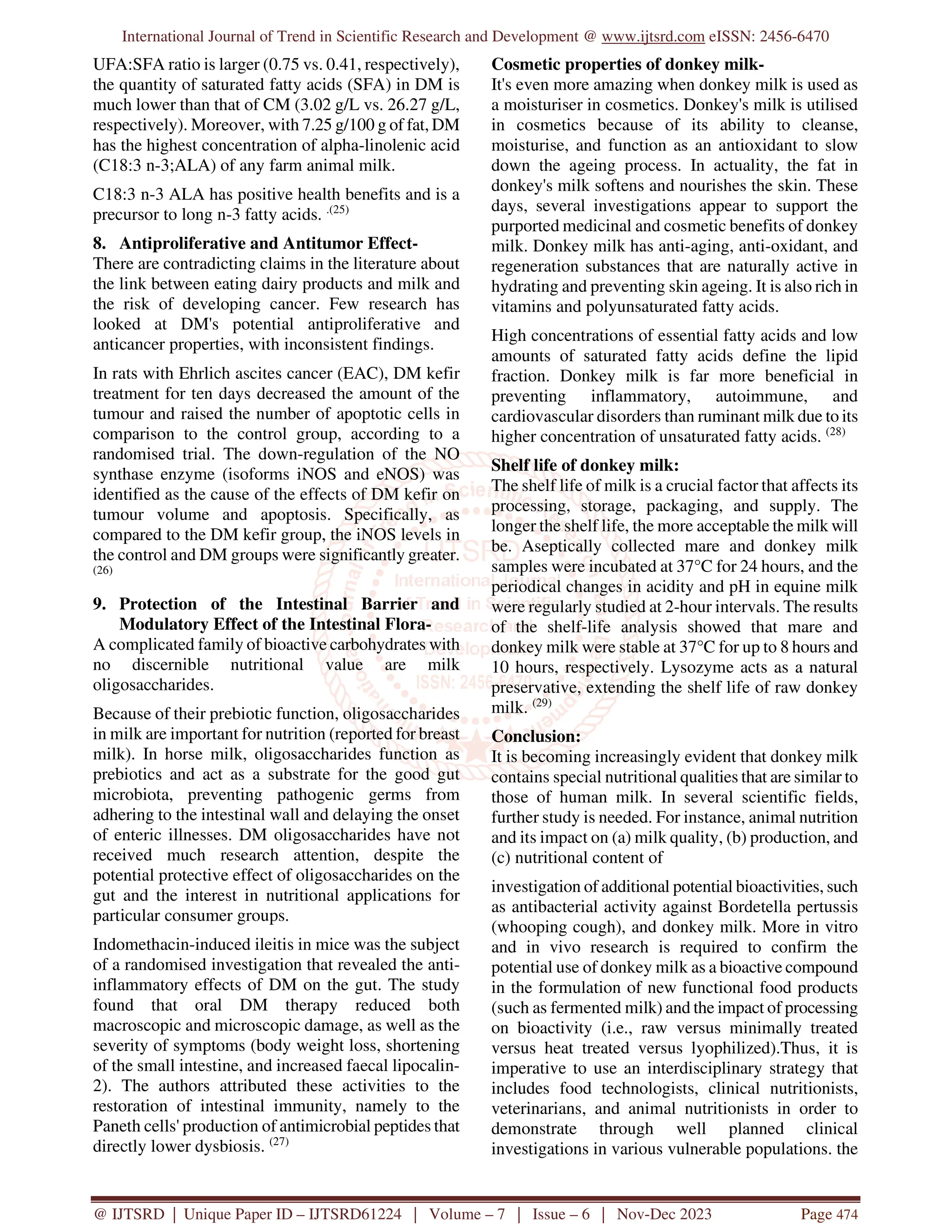 Review on “Donkey Milk and its Potential Therapeutic Uses” | PDF