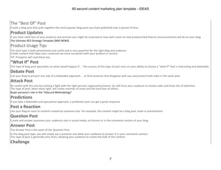 60 Second Content Marketing Plan Template | PPT
