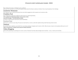 60 Second Content Marketing Plan Template | PPT