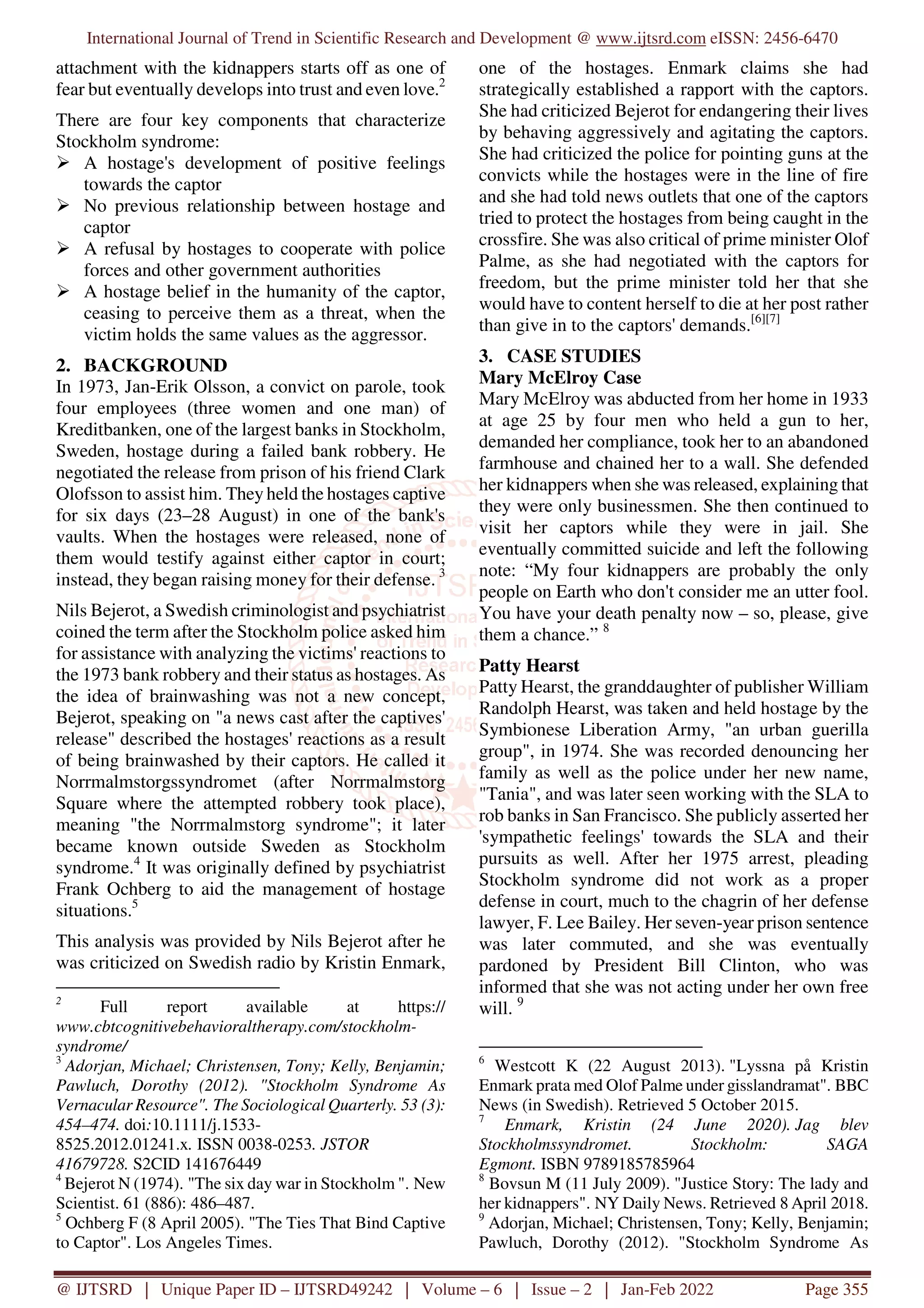 Stockholm Syndrome A Psychiatric Diagnosis or Just a Myth | PDF