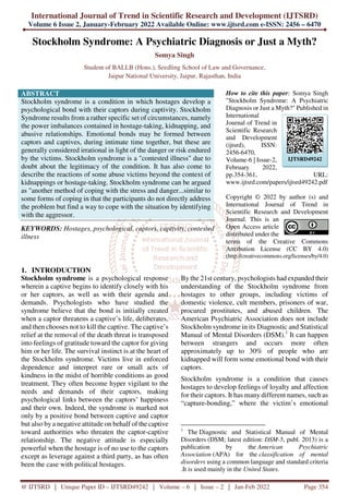 Stockholm Syndrome A Psychiatric Diagnosis or Just a Myth | PDF