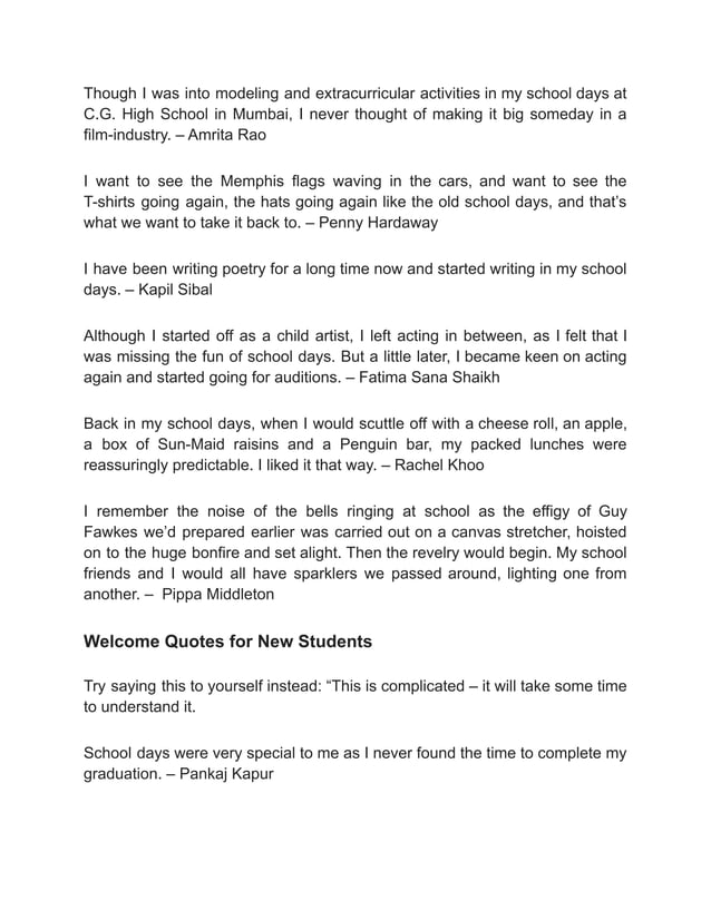 60 Unique Welcome Quotes for Students in School.pdf | Parenting ...