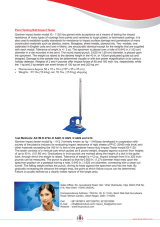 Testing/Manufacture/Paint Testing Ball Impect Tester | PDF