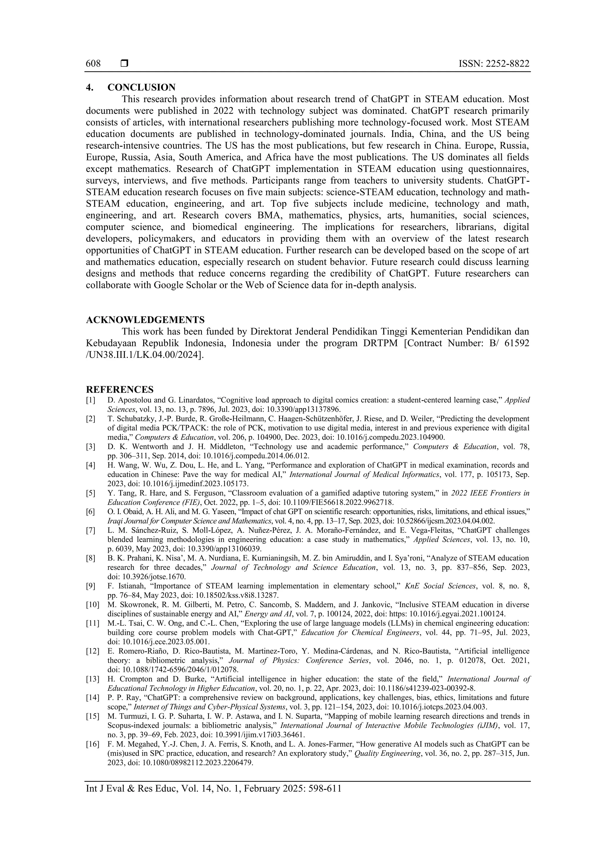 Evaluation of ChatGPT research in STEAM education | PDF