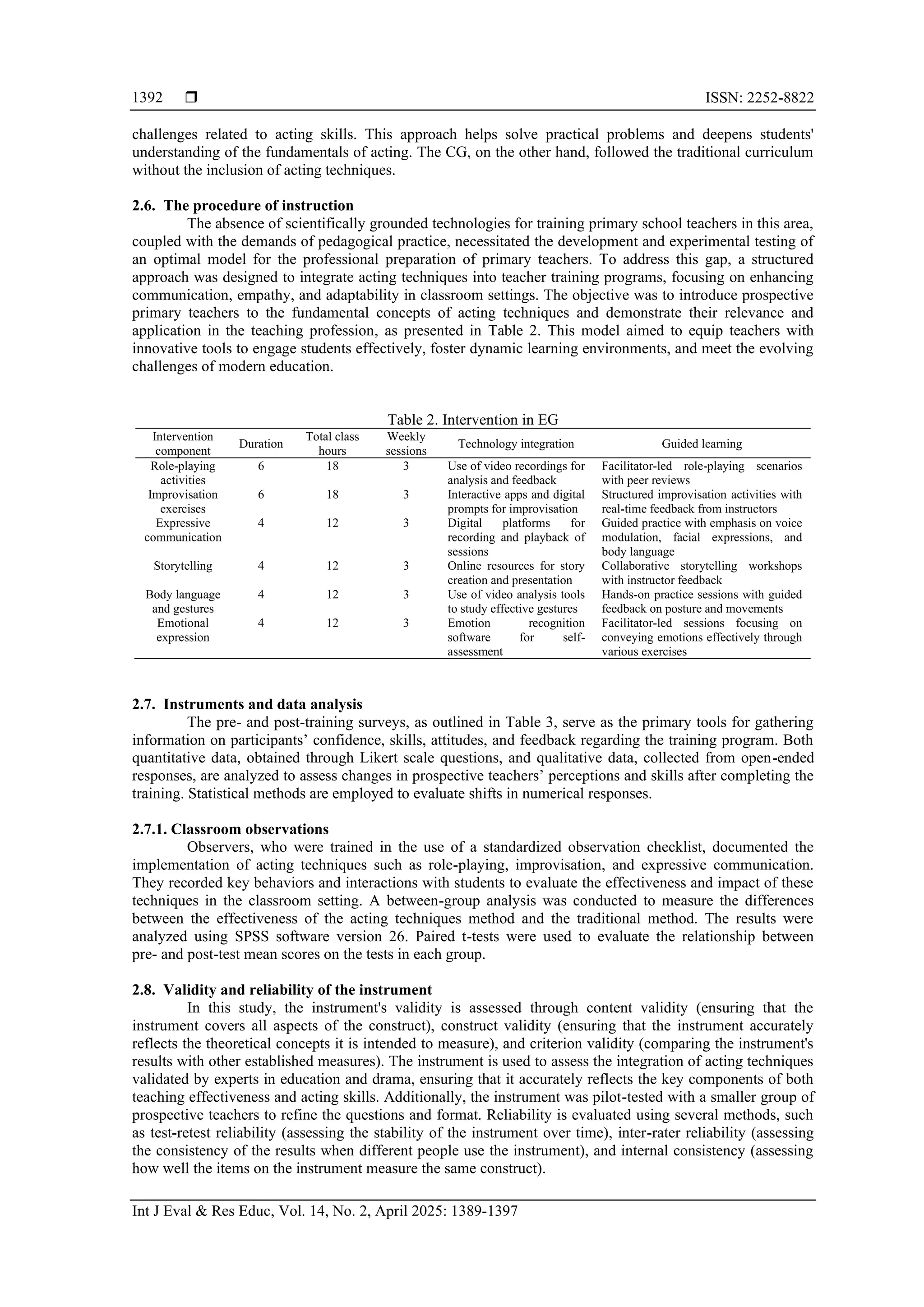 Integrating acting techniques in informal learning for prospective ...