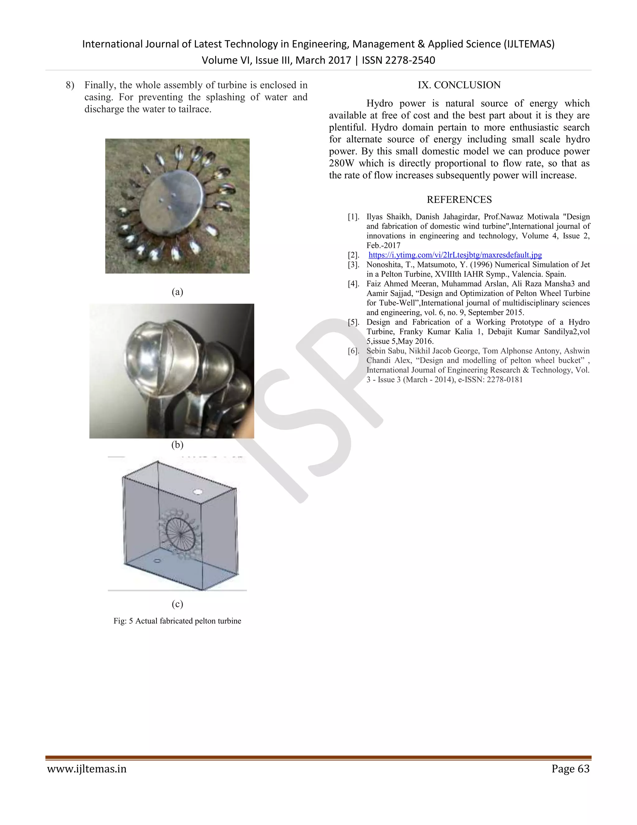 Design and Fabrication of Domestic Hydro Turbine | PDF