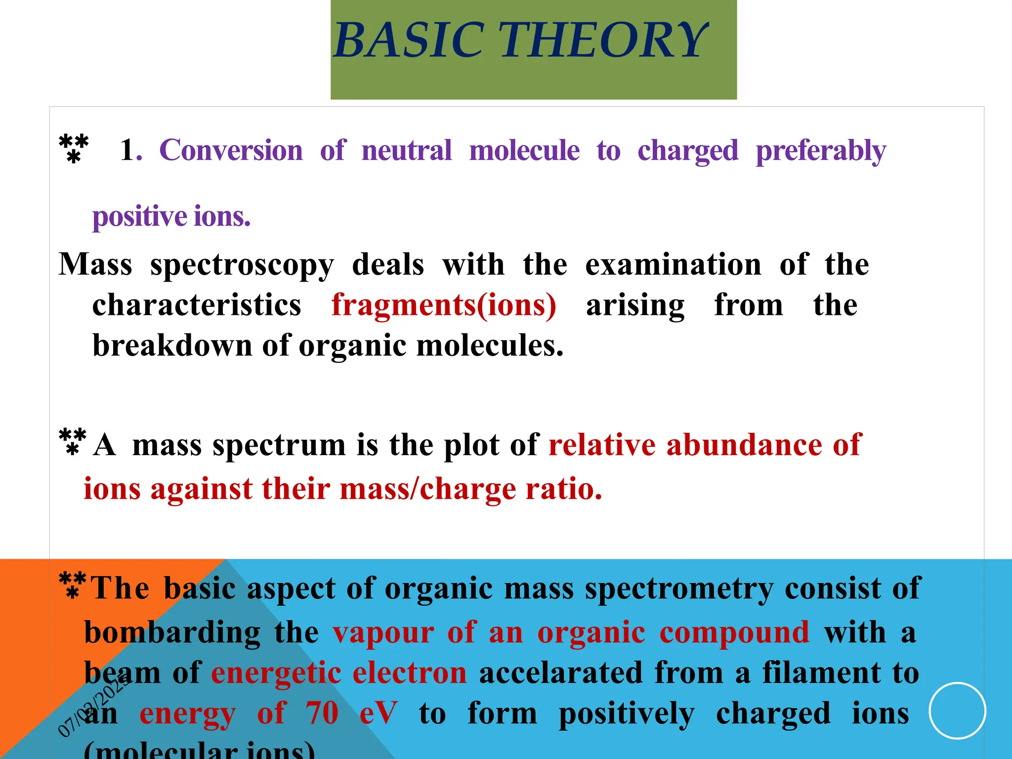61 - Principle and types of ions in mass spectroscopy.pptx