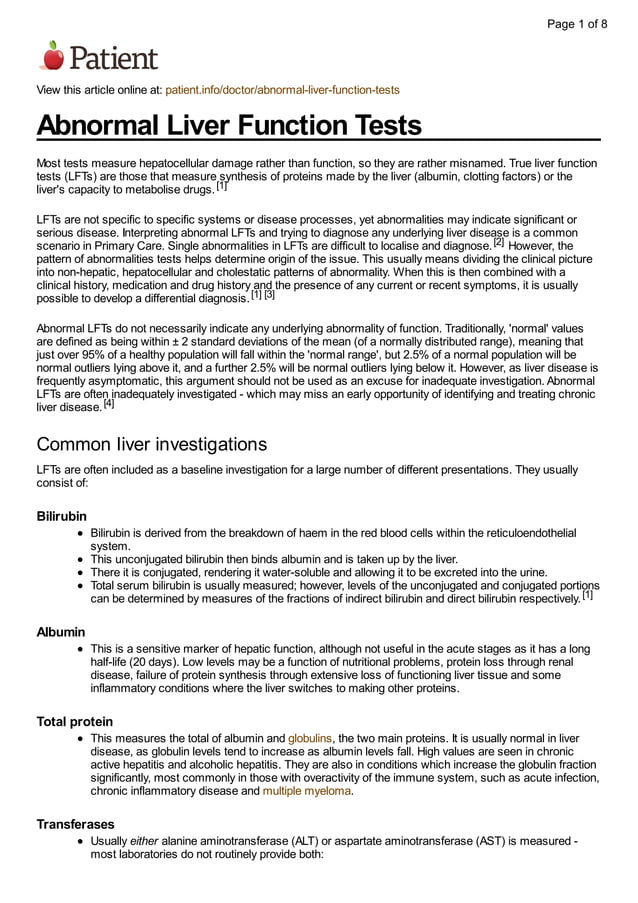 Abnormal liver function tests | PDF