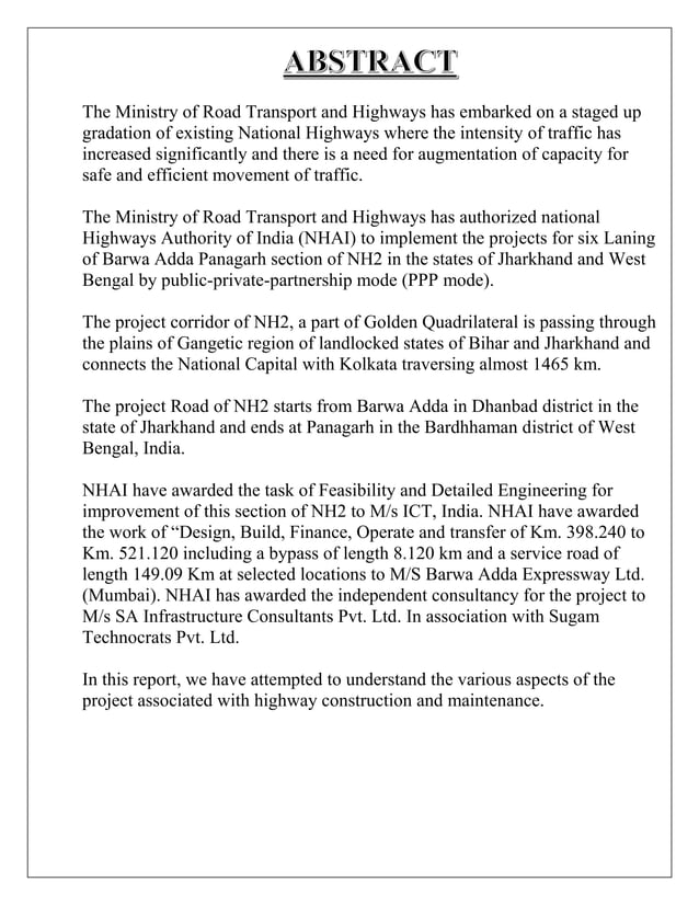 Highway Engineering Project By Subhendu Samui | PDF
