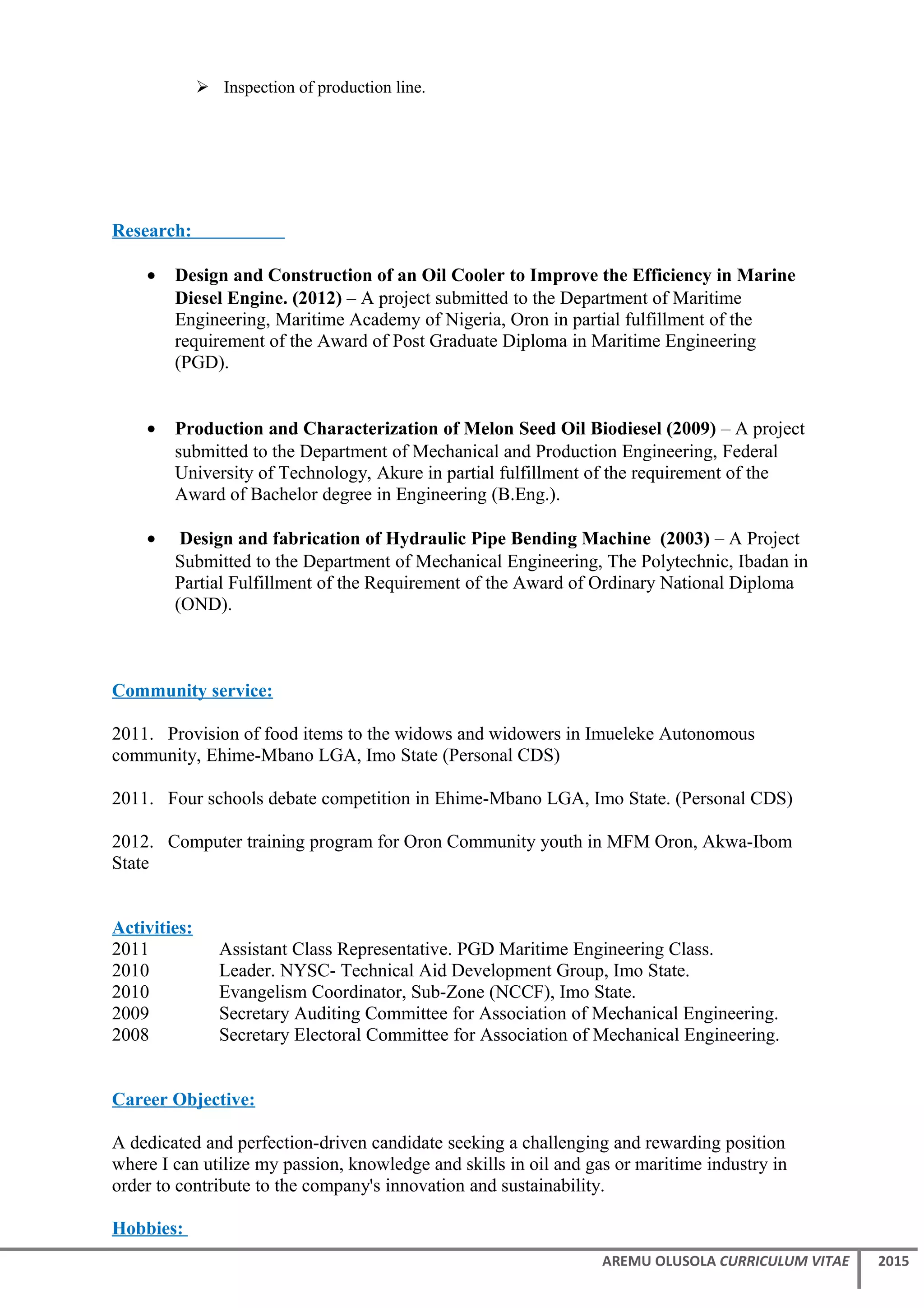 Aremu Olusola Samuel CV. | DOC